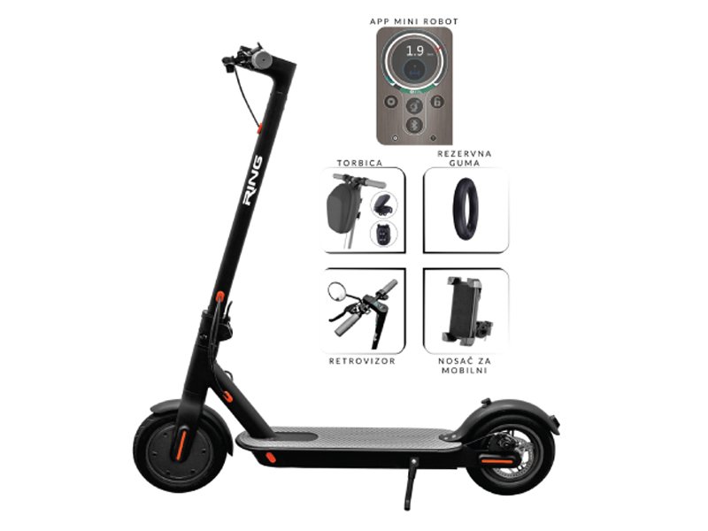 RING Trotinet RX2 SET Black 300W/120kg (Kaciga, Torbica,