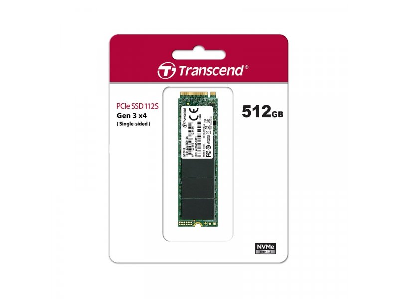 TRANSCEND M.2 512GB NVMe, 2280 PCIe Gen3x4 SSD (TS512GMTE112S)