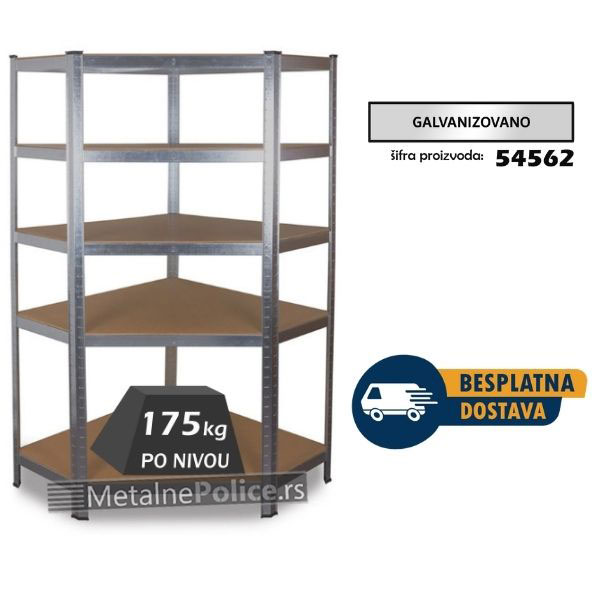 Metalne police : Polica UGAO 180x90x90x40cm, 5x175kg, galva